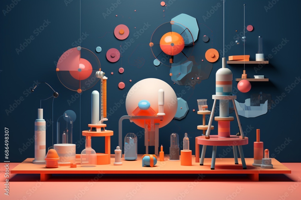 Cartoon illustration of a science laboratory Stock Illustration | Adobe ...