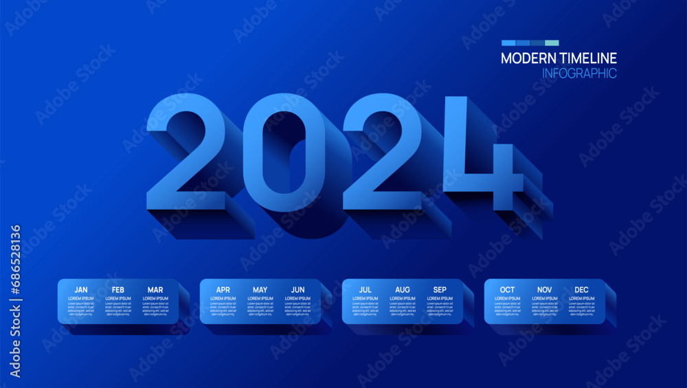 Business step timeline infographic 2024 template. Modern milestone ...