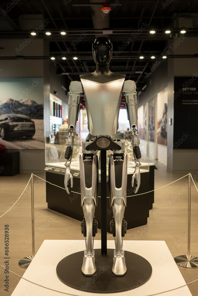 Tigard, OR, USA - Nov 16, 2023: Tesla Bot, aka Optimus, a general ...