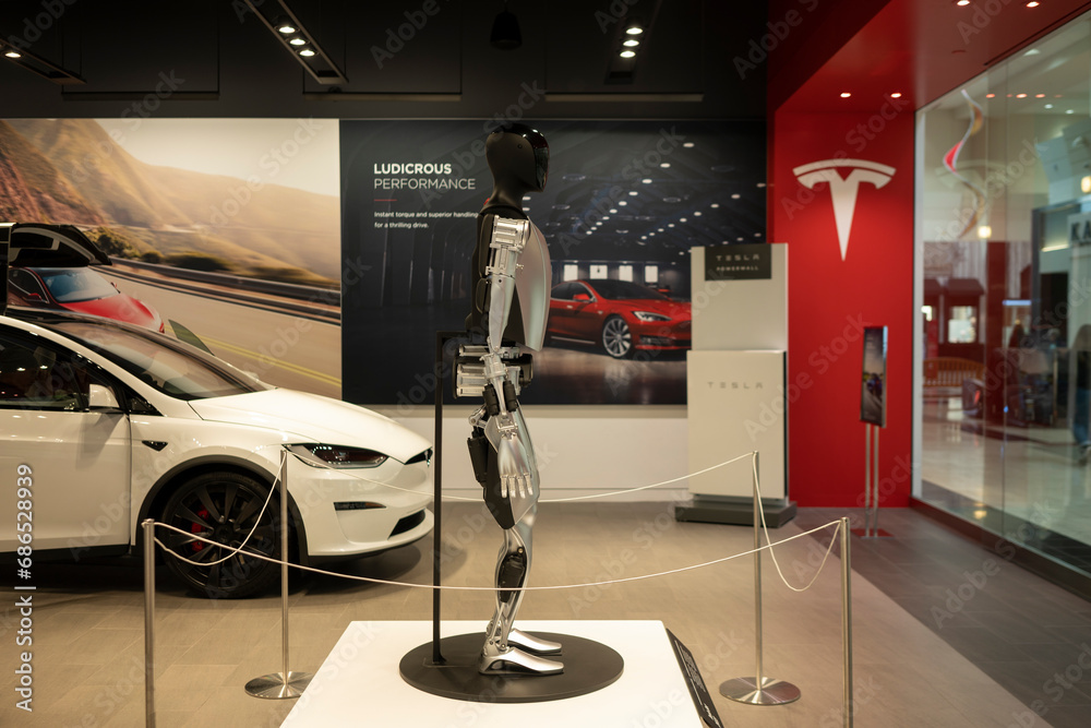 Tigard, OR, USA - Nov 16, 2023: Tesla Bot, aka Optimus, a general ...