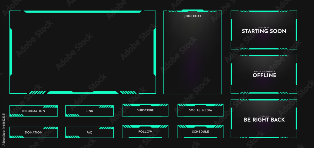 Live stream overlay panel design template. Futuristic digital streaming ...