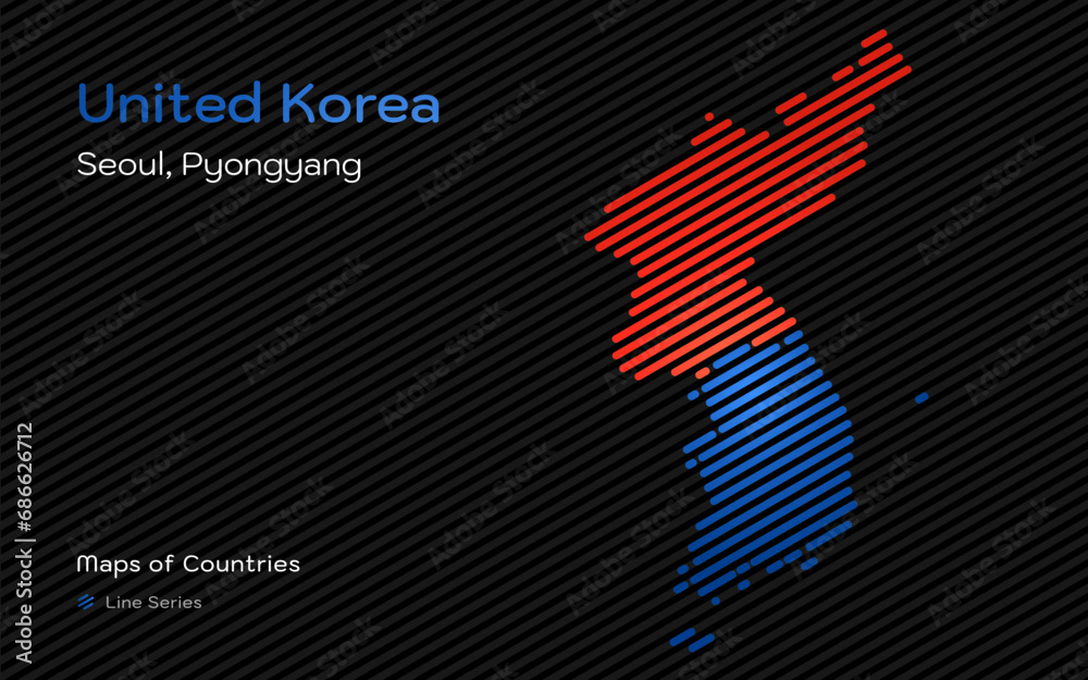 Creative map of South and North Korea. United Korea. Political map ...