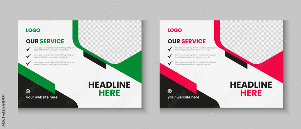 Horizontal or widescreen flyer cover letter layout, brochure, annual ...