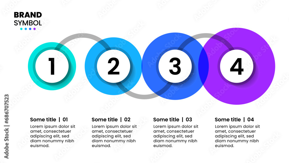 Infographic template. 4 growing circles with numbers and text Stock ...