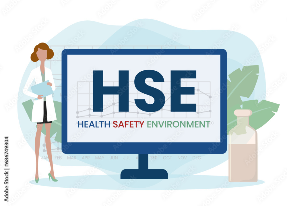 HSE - Health Safety Environment acronym - Vector Illustration concept ...