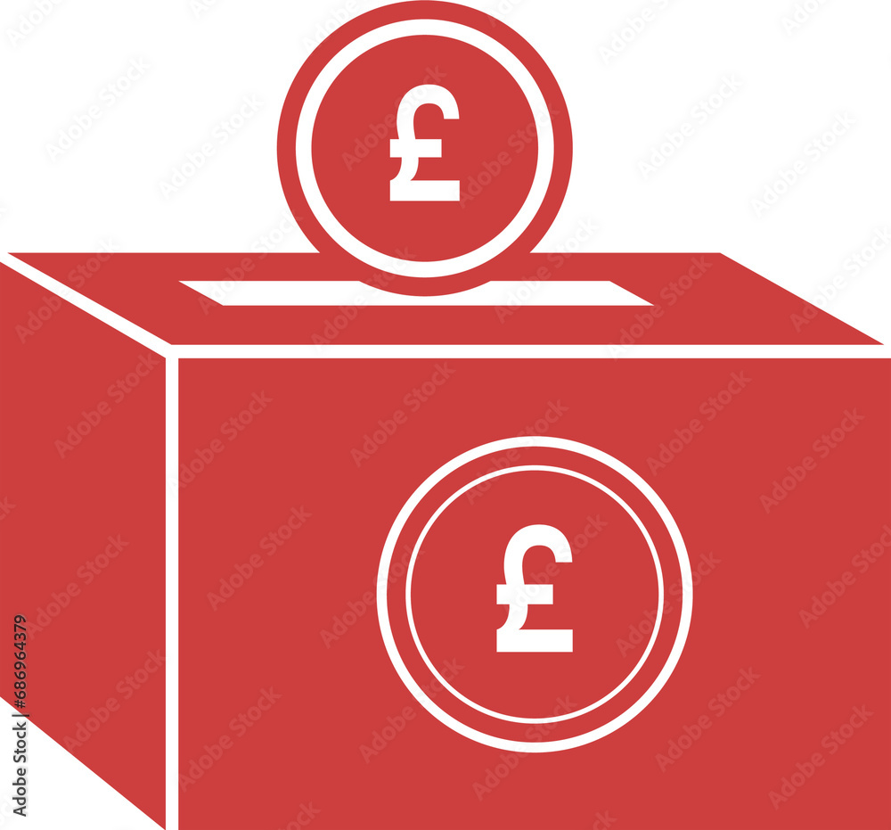 Digital png illustration of box and coin with pound symbol on ...