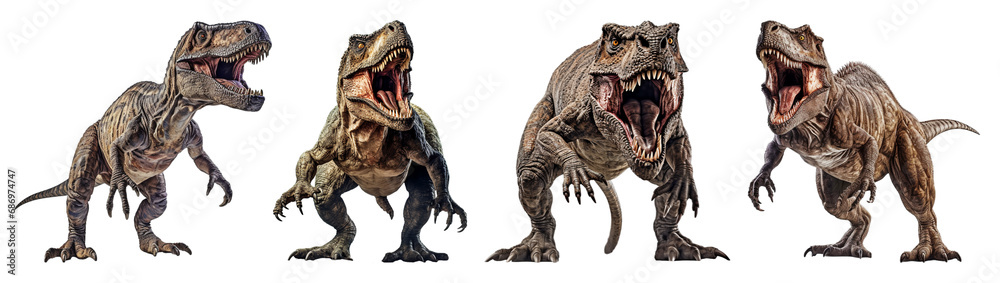 ancient animal collection, t rex dinosaur with roaring expression ...
