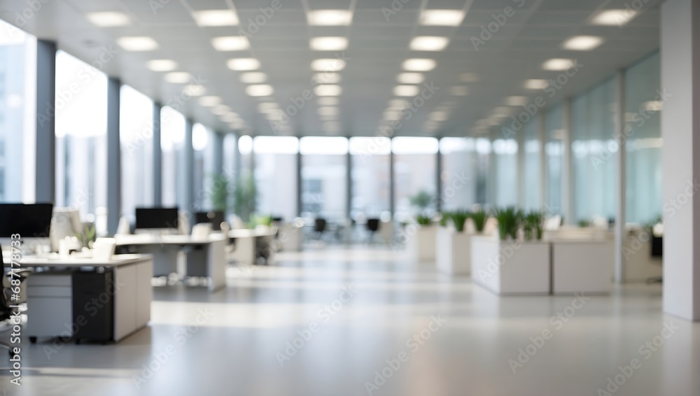 Blurred empty open space office. Abstract light bokeh at office ...