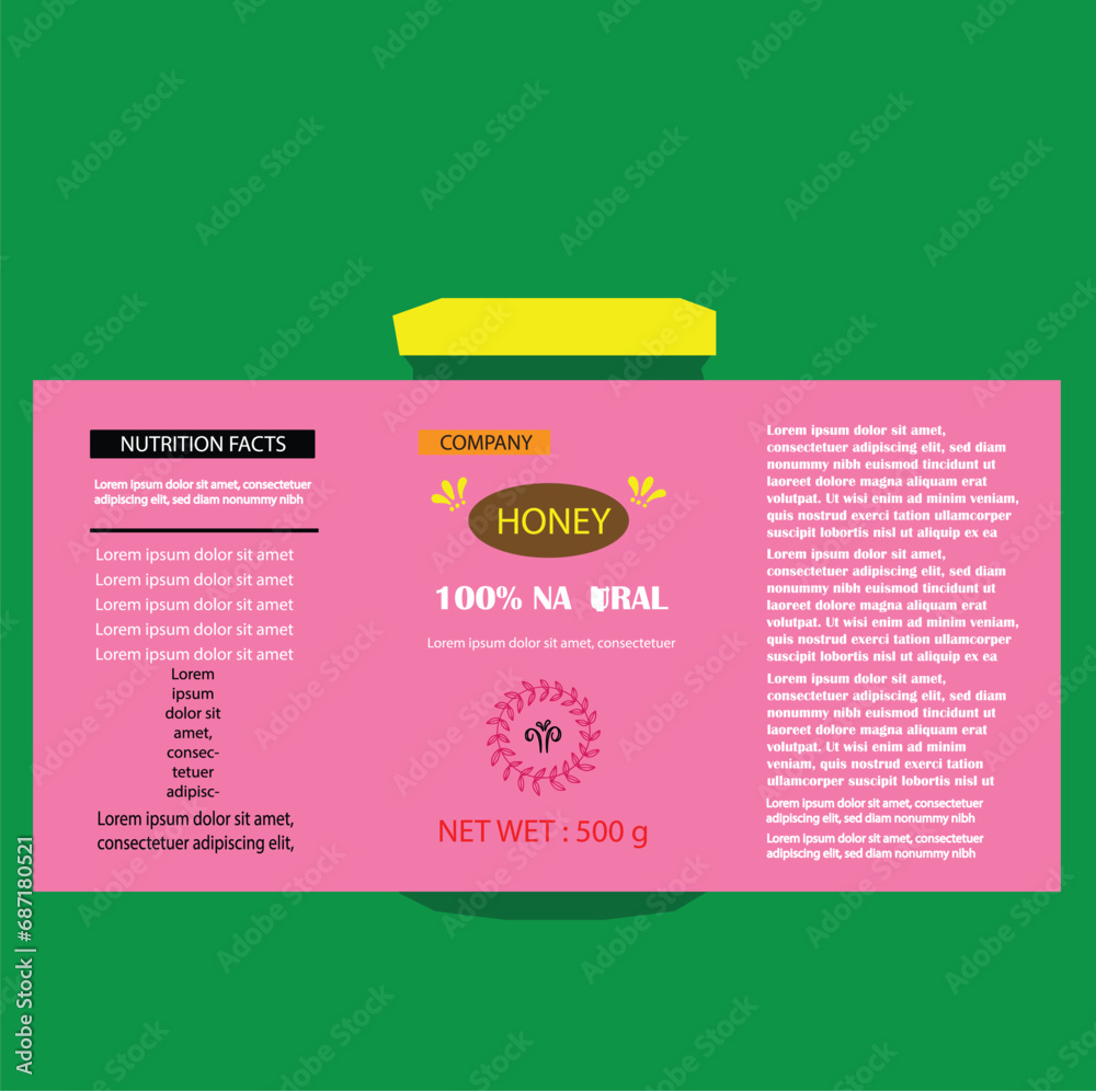 Honey design and natural honey label with honey vector new honey jar ...