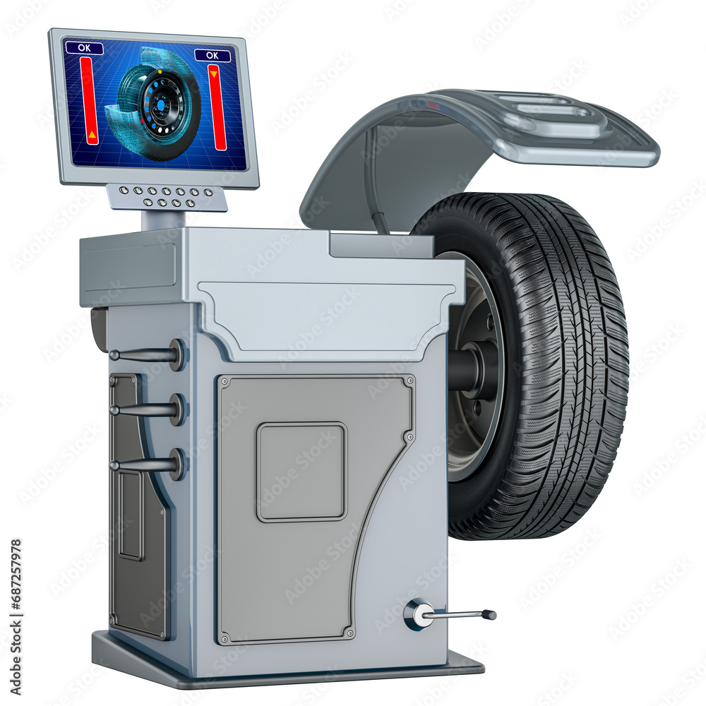 Wheel Balancing Machine, 3D rendering isolated on transparent ...