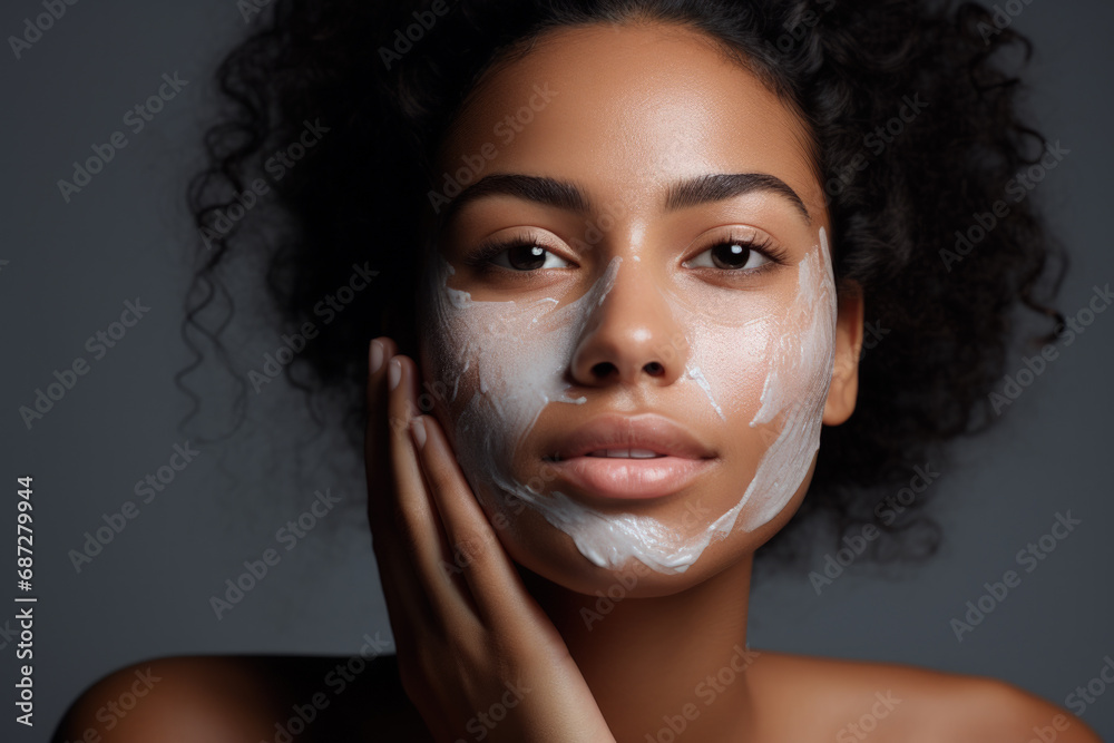 A woman applying moisturizer to her face to maintain skin hydration the ...