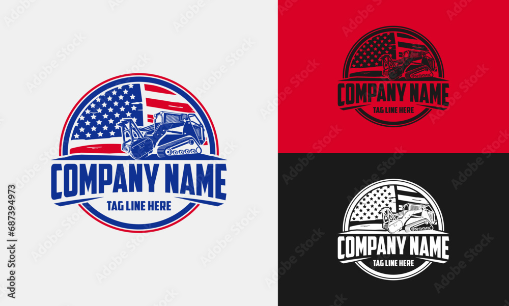 mulching machine illustration, American . Land Clearing. emblem logo ...