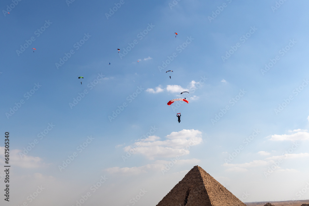 sky dive over the Great Pyramid of Giza Stock Photo | Adobe Stock