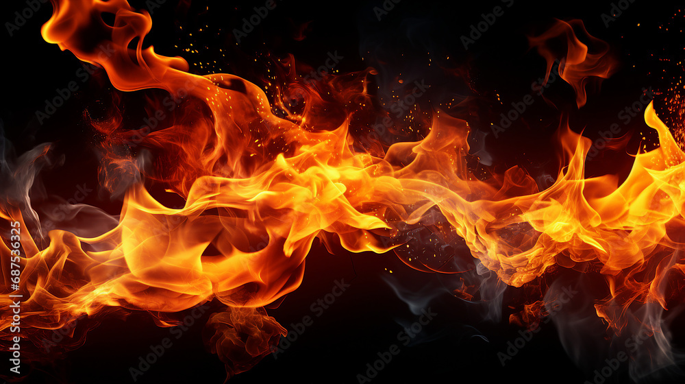 Stock-Illustration „Dynamic Inferno: Intense Flames and Glowing Embers ...