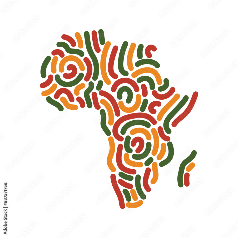 Africa map, decorative silhouette of African continent with abstract ...