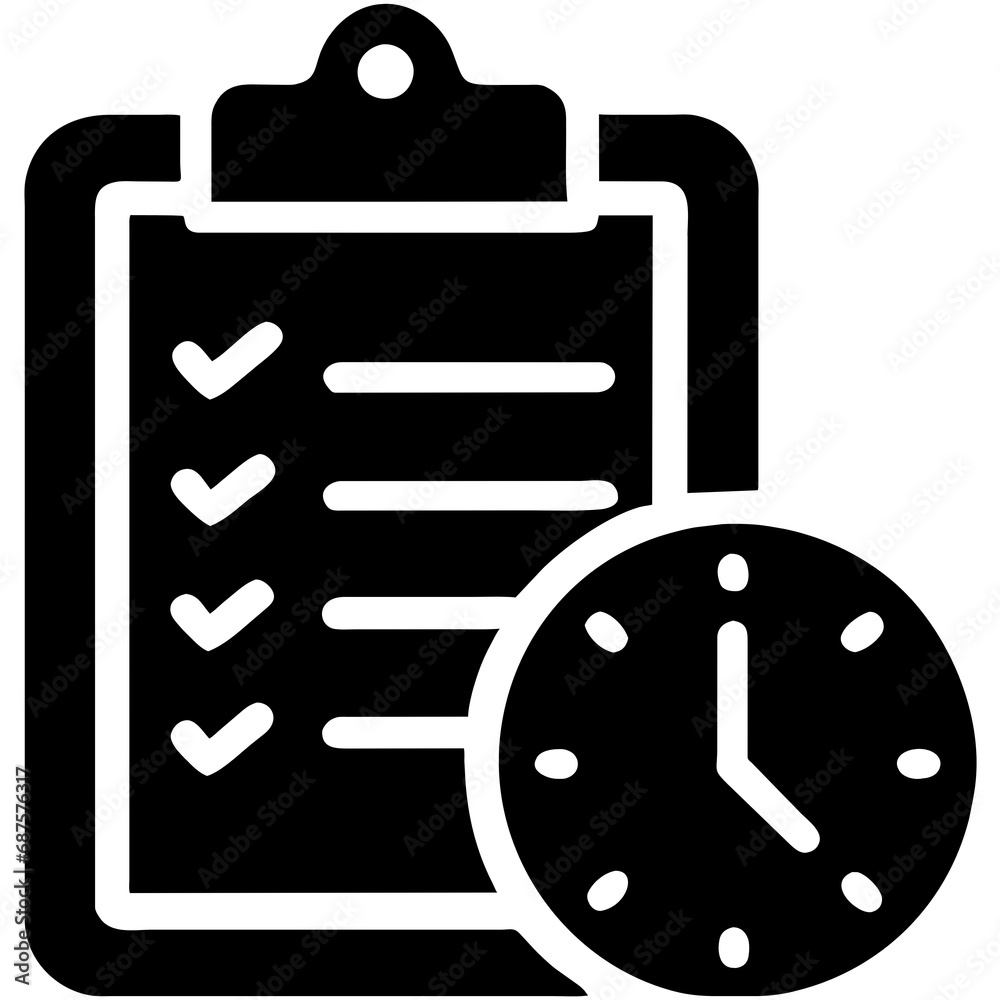 Clipboard checklist with clock and calendar. deadline checklist ...
