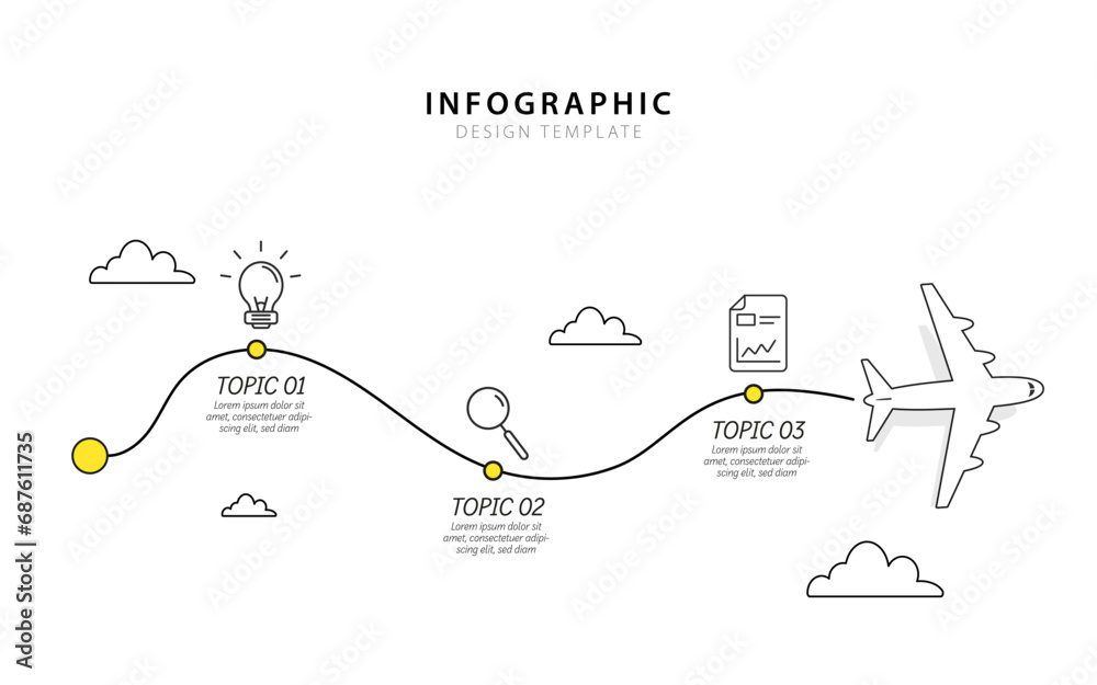 Infographic design template. Timeline concept with 3 options or steps ...
