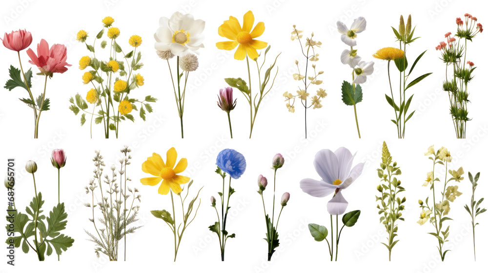 Spring flower drawing in vintage style. Isolated on transparent ...