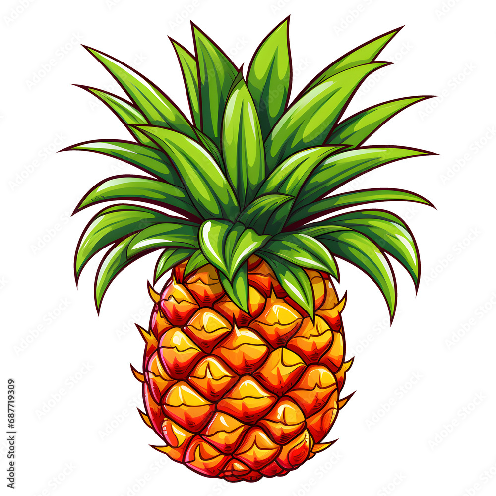 Ilustrace pineapple clipart, fruits clipart, healthy lifestyle, summer ...