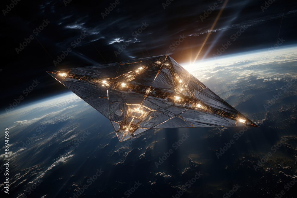 Solar sails deployed on a spacecraft, harnessing the power of sunlight ...