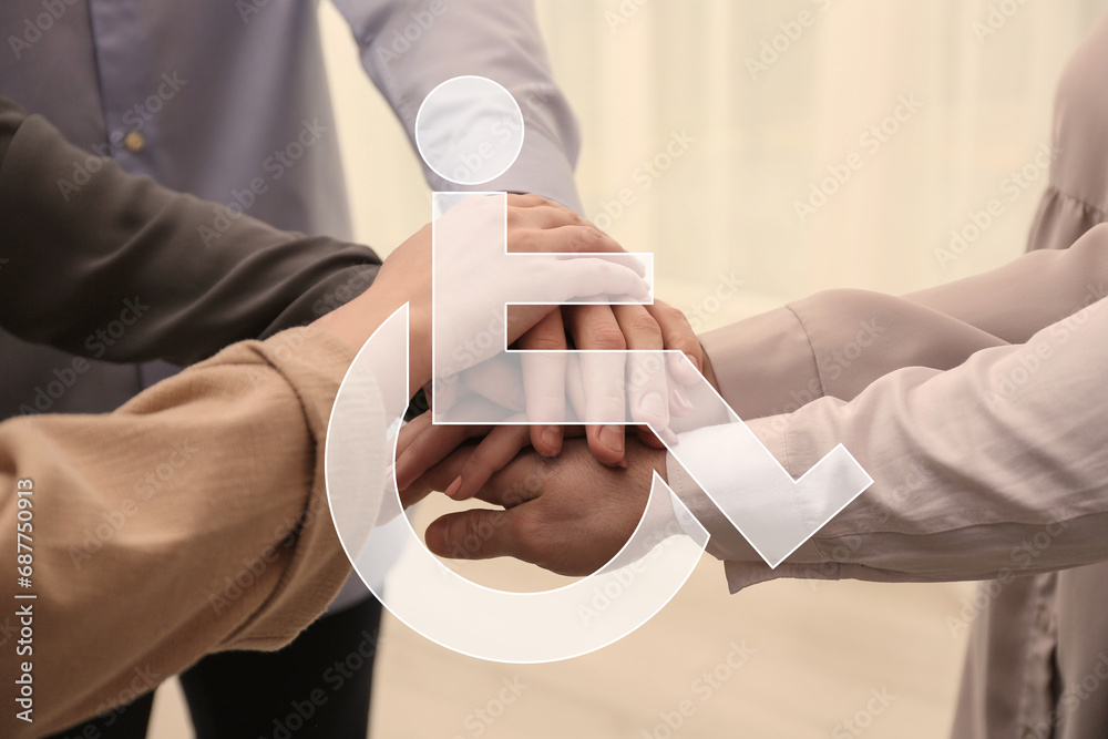 Inclusive workplace culture. International symbol of access. People ...