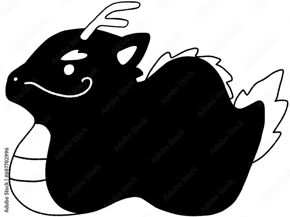 Simple dragon clipart black and white transparent PNG Stock ...