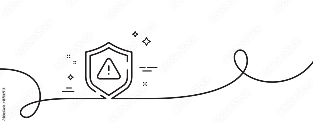 Attention line icon. Continuous one line with curl. Important warning ...