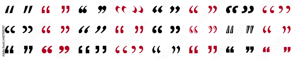 Quotation marks, commas icon set in various shapes. Speech, Talk or ...