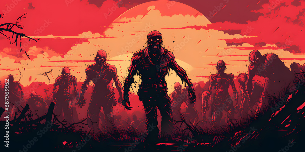 Zombie Apocalypse Vector Landscape Background Stock Illustration ...
