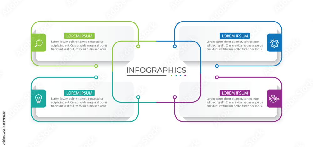 Vector Infographic label design template with icons and 4 options or ...