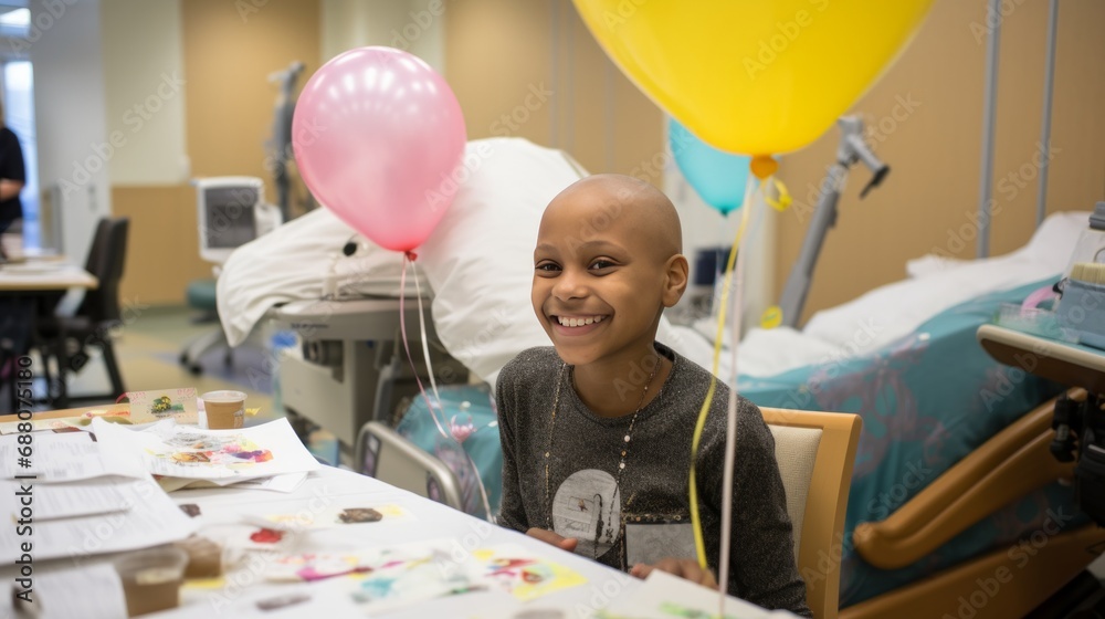 An emotional scene featuring a young cancer patient receiving a ...