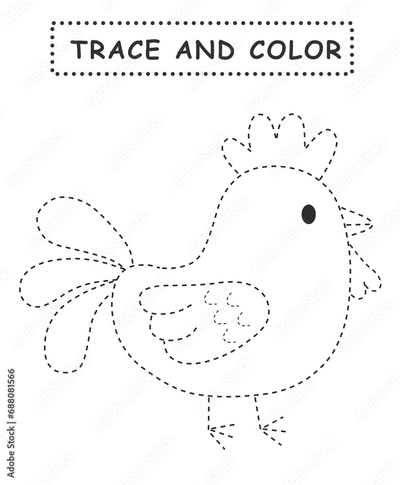 Trace and color for children. Handwriting practice. Coloring page for ...