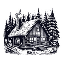 Winter Cabin Doodle Art Free Stock Photo - Public Domain Pictures