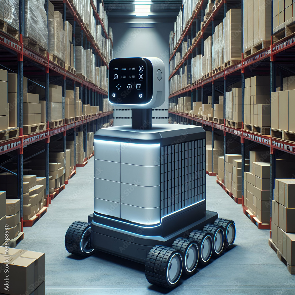 Delivery Robot Automated Guide Vehicle AGV Infographics Drone in Classic Automated Retail ...