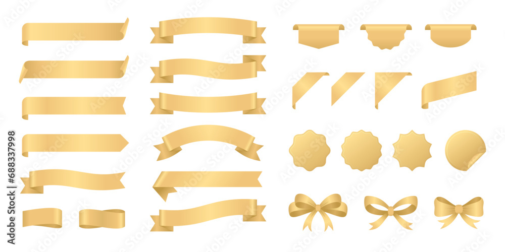 realistic shiny gold ribbon banner collection Stock Vector | Adobe Stock