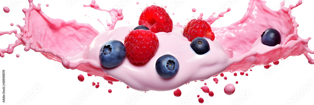 milkshake splash with berries isolated on transparent background ...