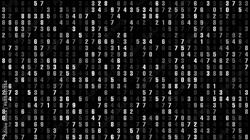 Counting dynamic numbers on black background for data science and technology infographic with ...