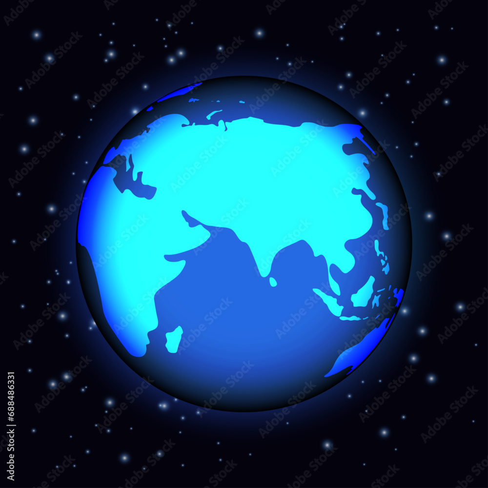 Vector World Globe Map. Asia, Europe, Africa, North America, South ...