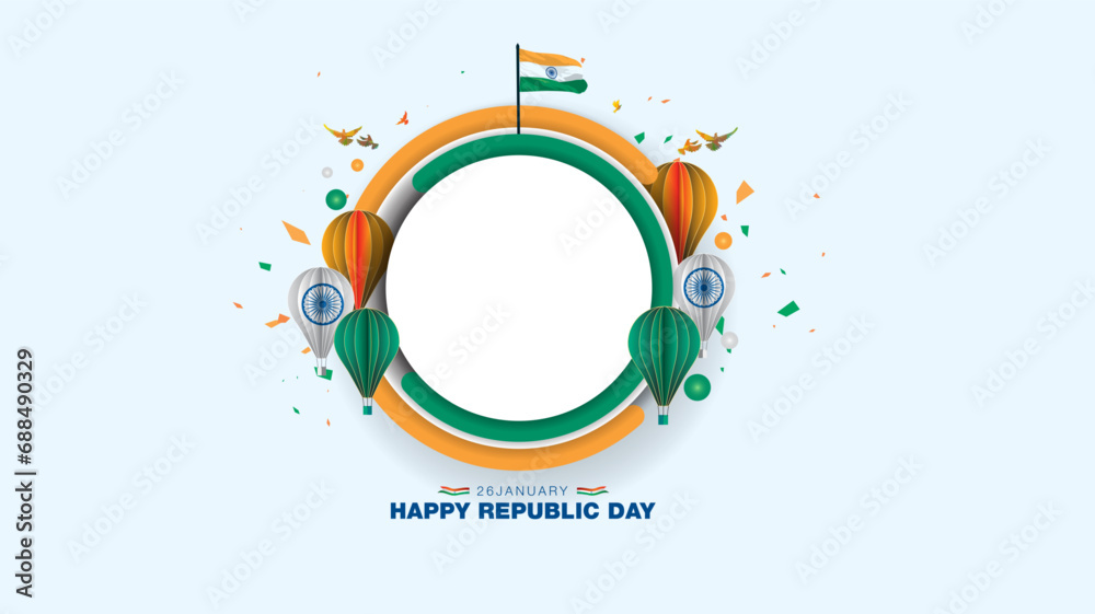 Tricolor poster template design of Republic day of india. 26 january ...