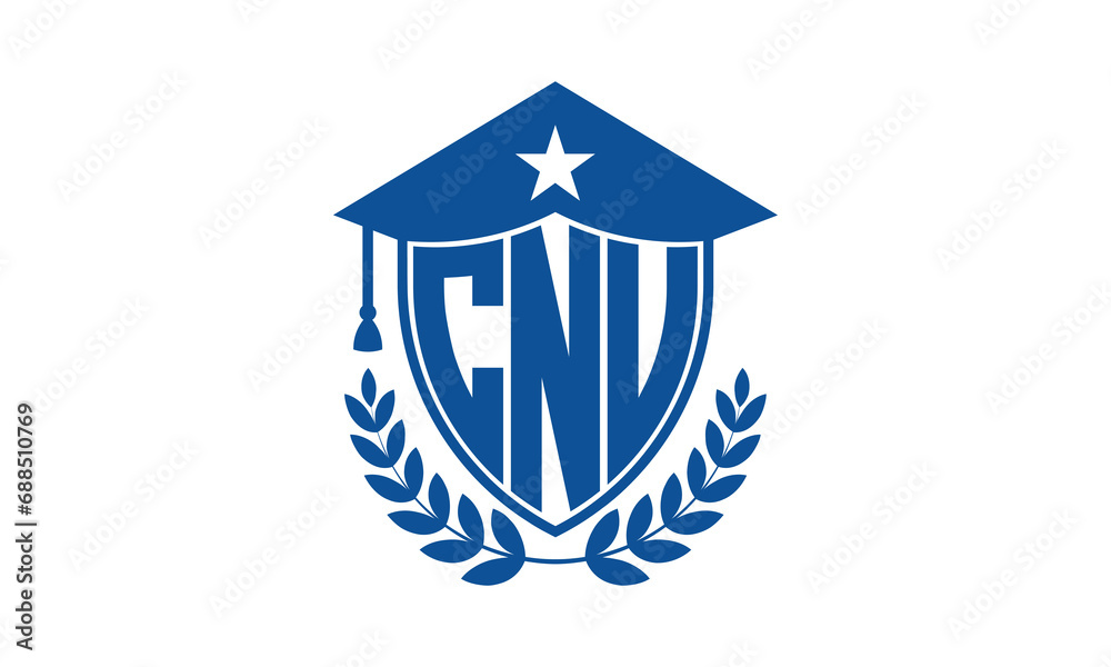 CNU three letter iconic academic logo design vector template. monogram ...