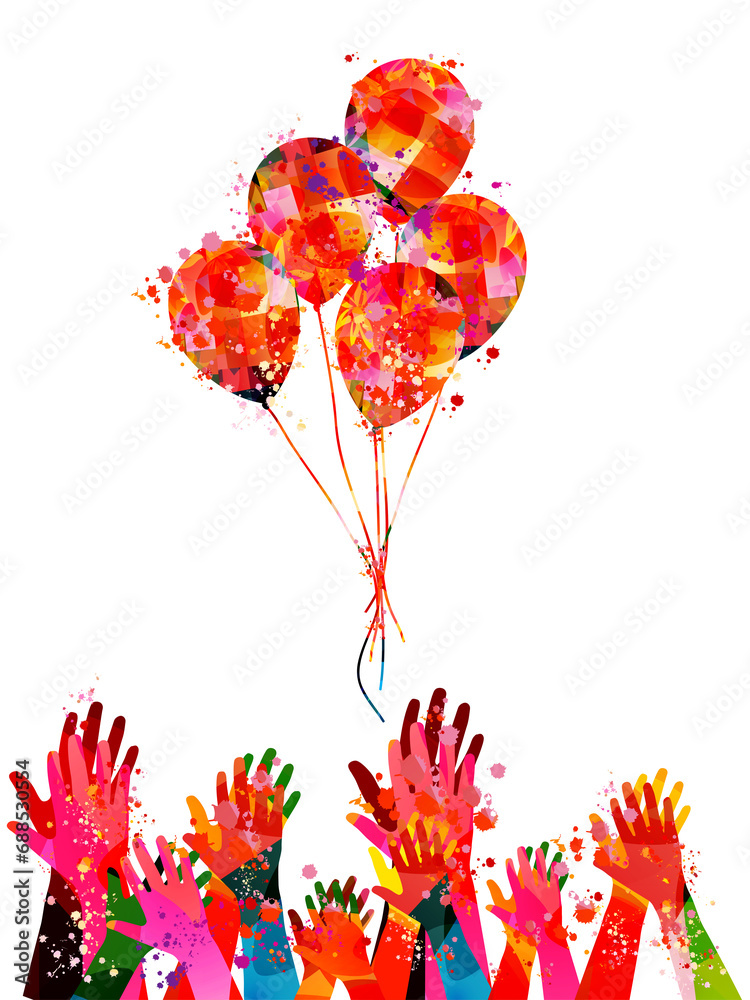 Colorful Bunch of Birthday Balloons Flying for Party and Celebrations ...