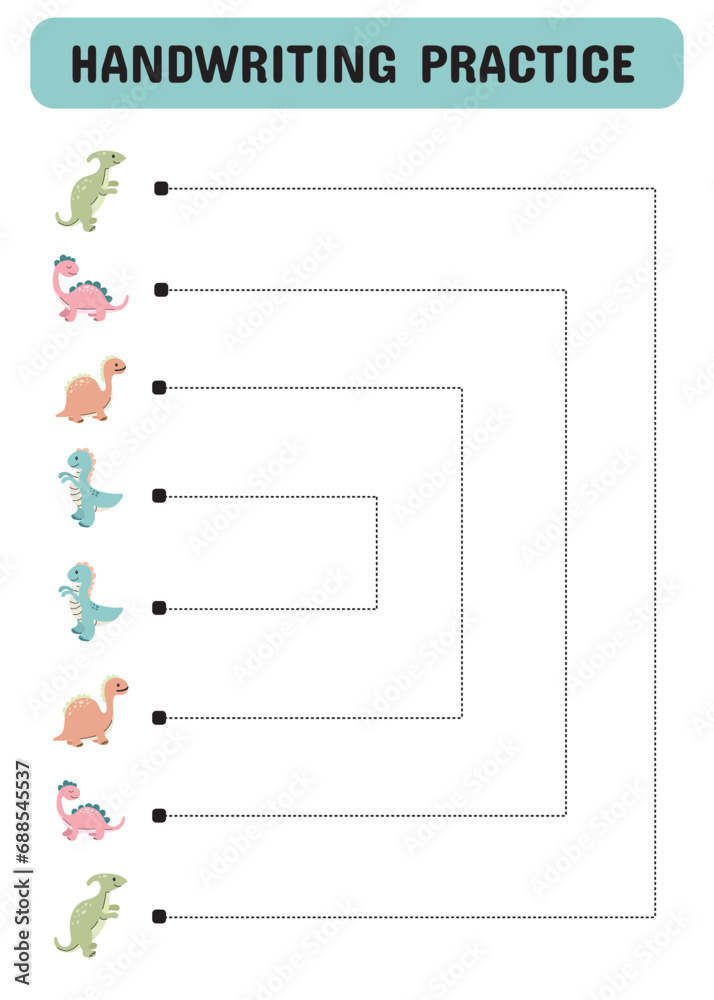 Tracing lines for children. Handwriting practice with dinosaurs ...