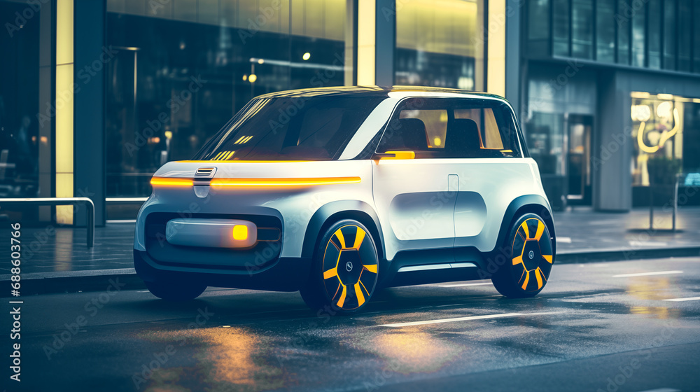 Self-Driving Electric Mini Mobility Vehicles Picking Up Passengers at ...