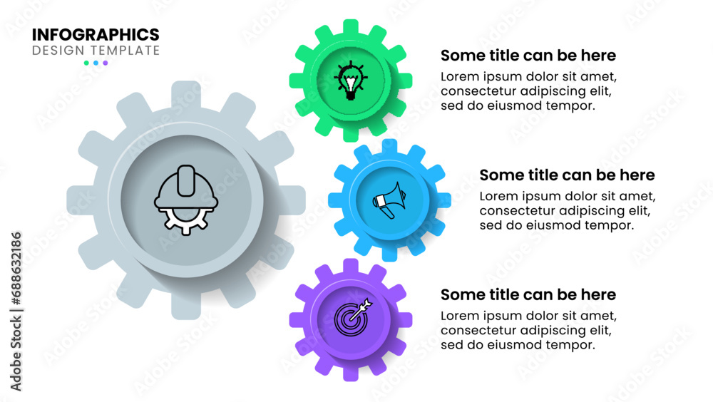 Infographic template. 3 gears with icons. Work process Stock Vector ...