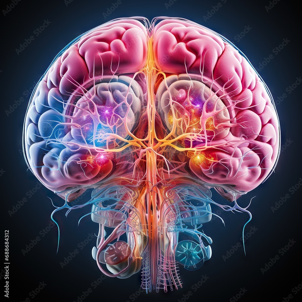 Image depicts cross-sectional view of human brain, revealing its ...