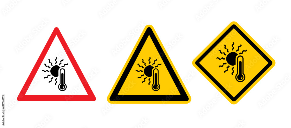 Vector de Stock Caution, summer concept. Warning high temperature ...