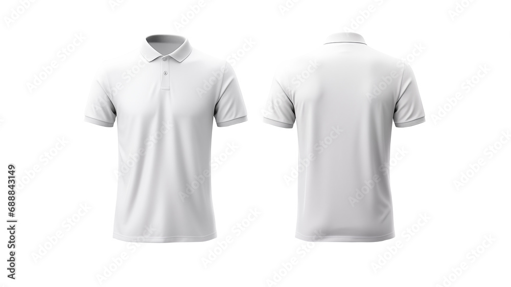 Blank white front and back polo T-Shirts Mockup template isolated on ...
