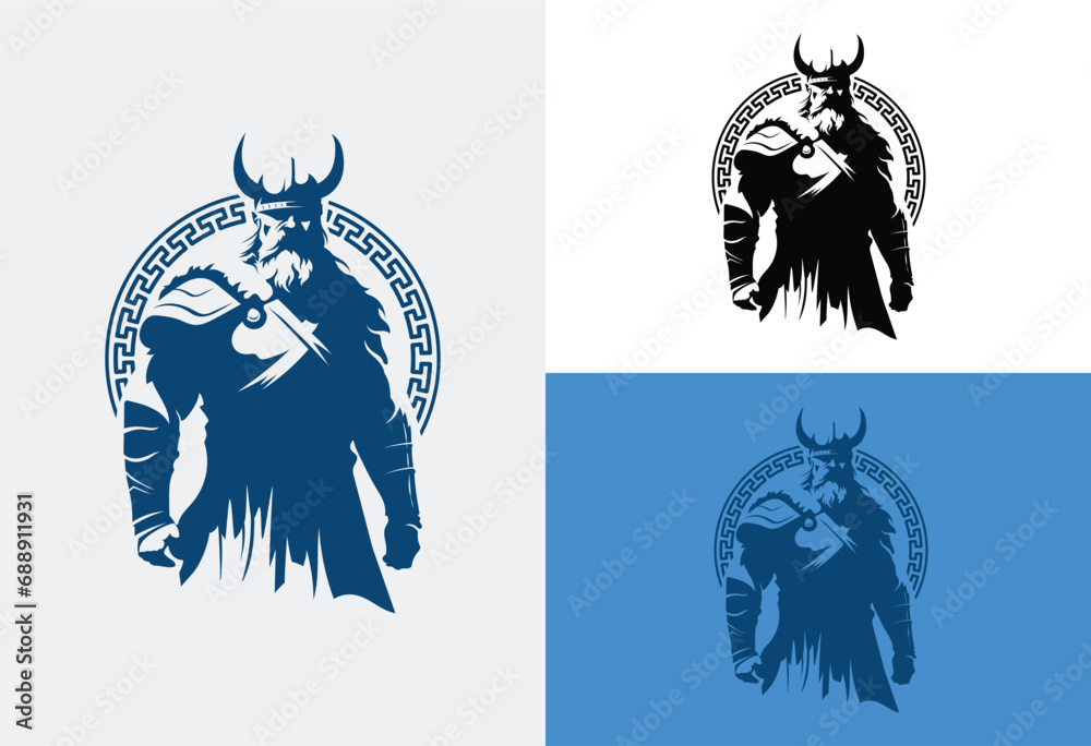 Vikings logo design. Nordic warrior symbol. Horned Norseman emblem ...