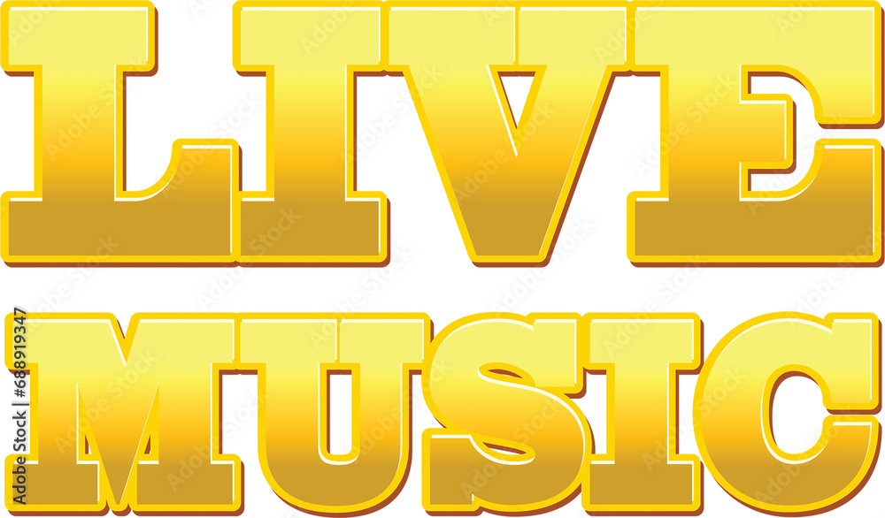 Digital png illustration of yellow live music text on transparent ...