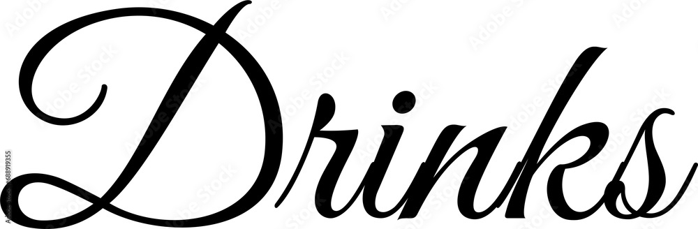 Digital png illustration of drinks text on transparent background Stock ...